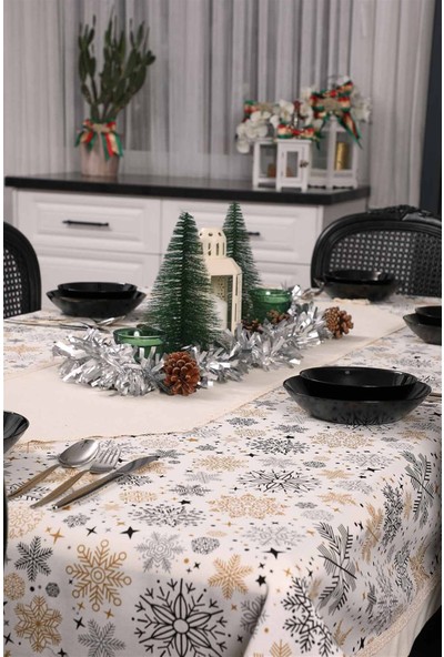 Silversun Masa Örtüsü 150 x 200 Yıldız 2 Desen - Krem M-6K