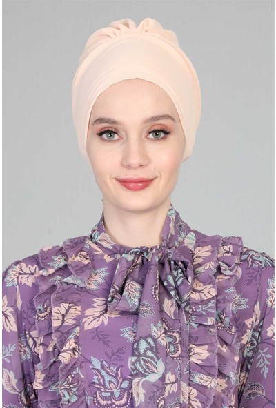 Şifon Hazır Türban,bej - Gold,ht-66