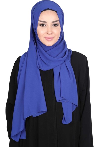 Dikdörtgen Klasik Şifon Şal,saks,cts-1