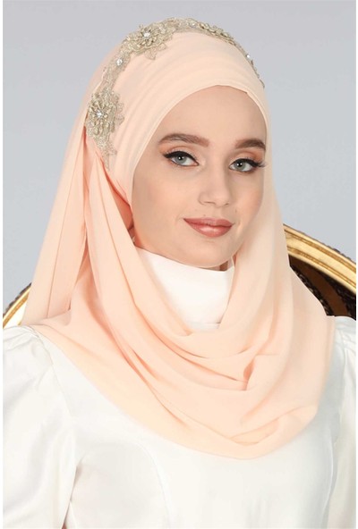 Dantel Aksesuarlı Çapraz Pratik Şifon Şal,bej - Gold,cps-11 Dantel Aksesuarlı Çapraz Pratik Şifon Şal,bej - Gold,cps-11