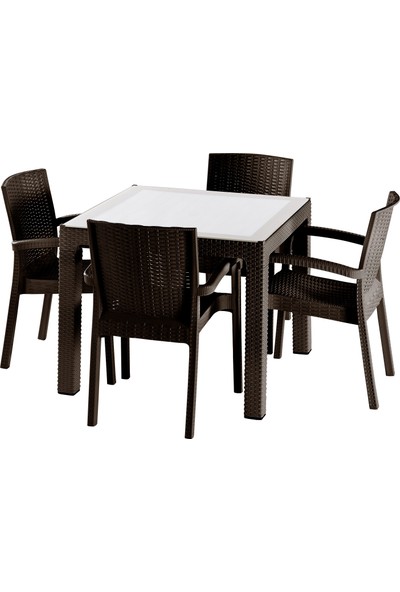 Çavdar Group Violet Rattan 90X90 cm Camlı Bahçe Balkon Teras Masa Takımı 4 Adet Sandalye Çavdar Group Violet Rattan 90X90 cm Camlı Bahçe Balkon Teras Masa Takımı 4 Adet Sandalye