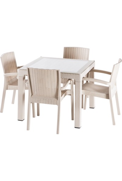 Çavdar Group Violet Rattan 90X90 cm Camlı Bahçe Balkon Teras Masa Takımı 4 Adet Sandalye Çavdar Group Violet Rattan 90X90 cm Camlı Bahçe Balkon Teras Masa Takımı 4 Adet Sandalye