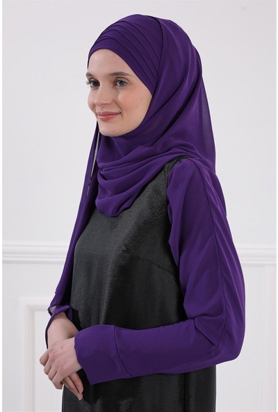 Çapraz Dikim Pratik Şifon Şal,mor,cps-62