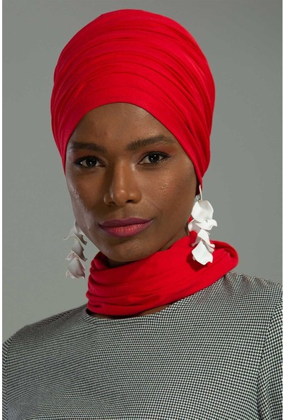 Büzgülü Penye Boneli Şal,kırmızı,bt-1 Büzgülü Penye Boneli Şal,kırmızı,bt-1