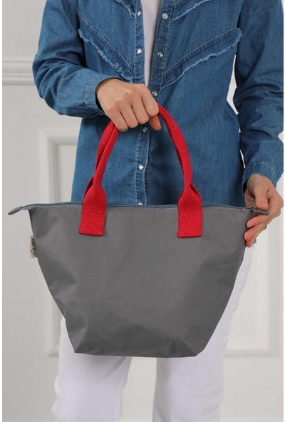 Fermuarlı Oval El Çantası,koyu Gri,ck-31