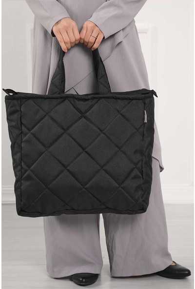 Fermuarlı Kapitone Çanta,siyah,c-29