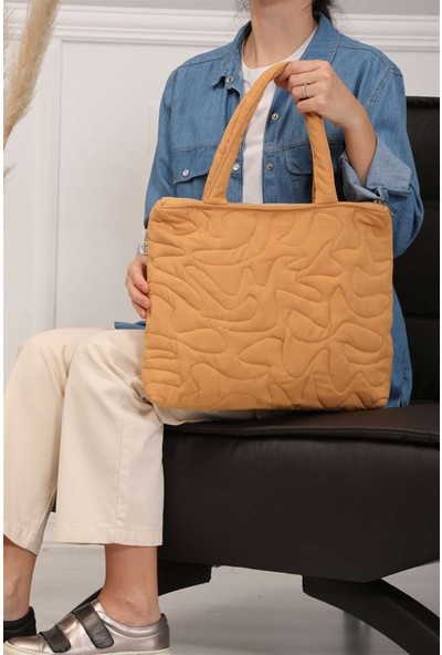 Fermuarlı Omuz Çantası,hardal,ck-16