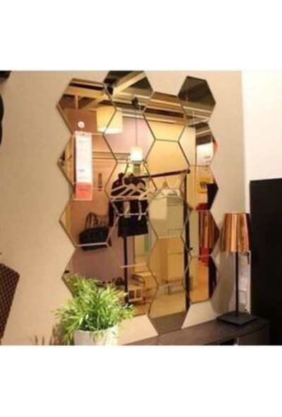 CK Tasarım Bal Peteği Gold Dekoratif Altıgen 12X Süs Akrilik Ayna 11X12,5CM Antre Duvar Pleksi Yapışkan Bantlı CK Tasarım Bal Peteği Gold Dekoratif Altıgen 12X Süs Akrilik Ayna 11X12,5CM Antre Duvar Pleksi Yapışkan Bantlı