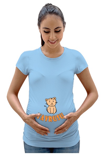 Tisho Aslan Yavru Baskılı Kadın Hamile Tişört