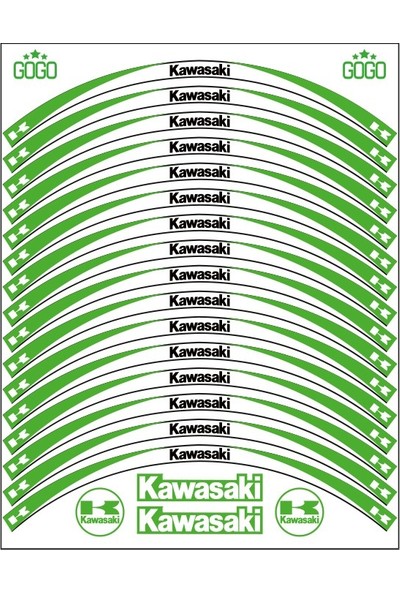 Gogomoto Yeşil Beyaz Kawasaki Reflektörlü Jant Şeridi Gogomoto Yeşil Beyaz Kawasaki Reflektörlü Jant Şeridi