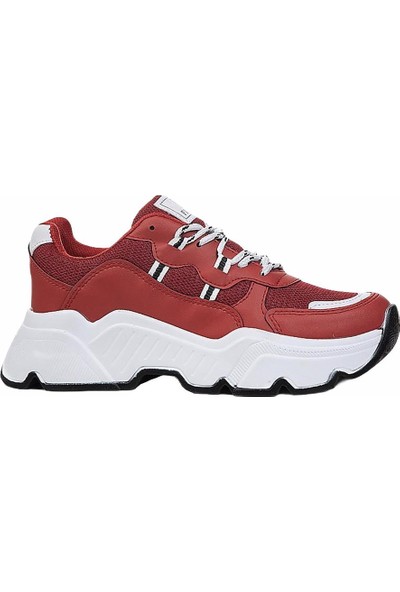 Föz 0477 Kırmızı Günlük Yüksek Taban Kadın Spor Ayakkabı