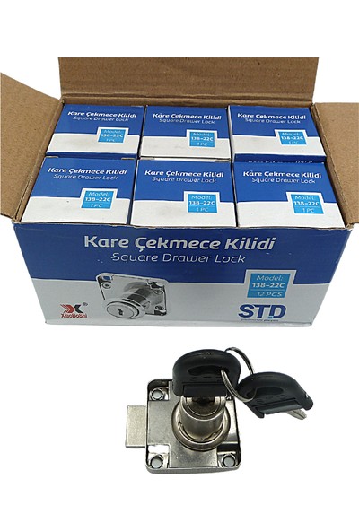 Std Çekmece Kilidi Kare Krom Kaplama 1 Paket 12 Adet Std Çekmece Kilidi Kare Krom Kaplama 1 Paket 12 Adet