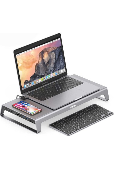 Fuchsia GD-9128 Hub ve Kablosuz Telefon Şarjı Destekli Laptop Standı Docking Station Stand Fuchsia GD-9128 Hub ve Kablosuz Telefon Şarjı Destekli Laptop Standı Docking Station Stand