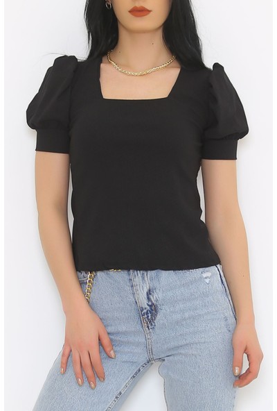 İsunstore Kare Yaka Bluz Siyah - 9596.1247. İsunstore Kare Yaka Bluz Siyah - 9596.1247.