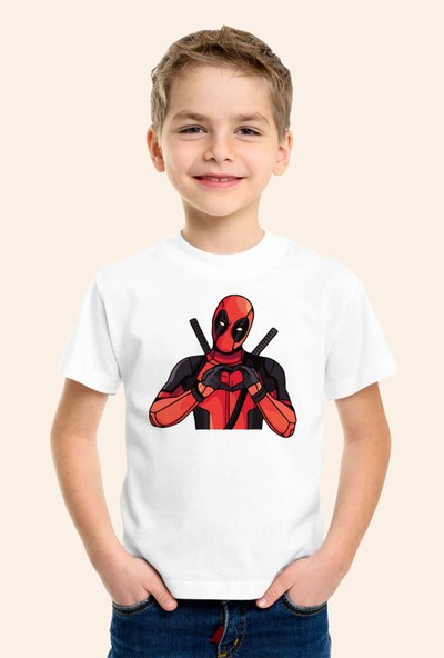 Karya Butik Deadpool Baskılı Beyaz Çocuk T-Shirt 04