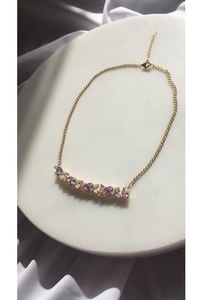 İbrahim Çiner Jewelry 925 Ayar Kadın Mix Renkli Taş Zincirli Su Yolu Kolye İbrahim Çiner Jewelry 925 Ayar Kadın Mix Renkli Taş Zincirli Su Yolu Kolye