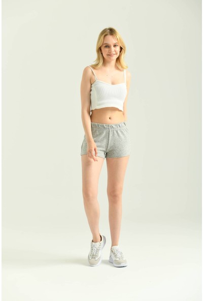 Moviment Bej Beli Lastikli Şort