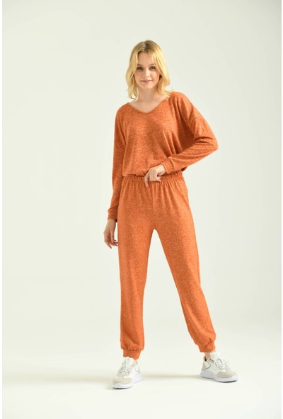 Moviment Turuncu Yumoş Kumaş Örme Eşofman Altı