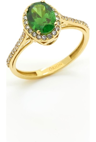 Orion Yeşil Taşlı 14 Ayar Altın Yüzük