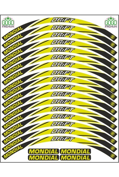 Gogomoto Mondial Drift L Flo Sarı Jant Şeridi