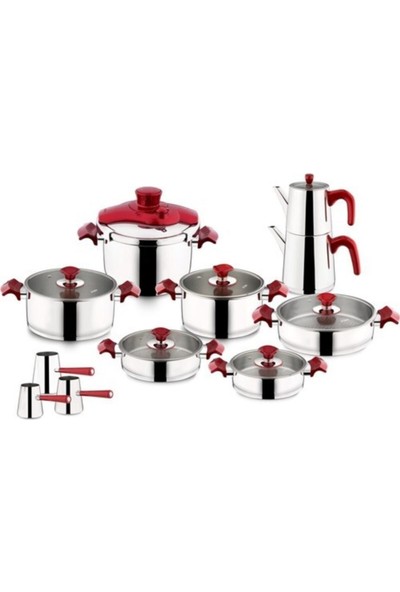 Aryıldız King Cam Kapak 20 Parça Kırmızı Ideal Set