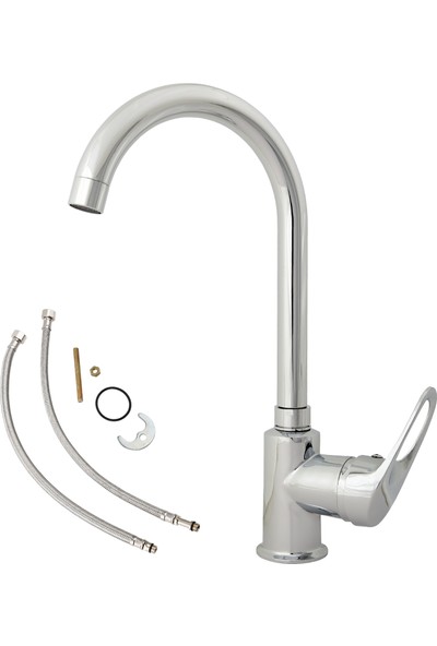 Lüx Delta Mutfak Lavabo Bataryası Uzun Baston Boru
