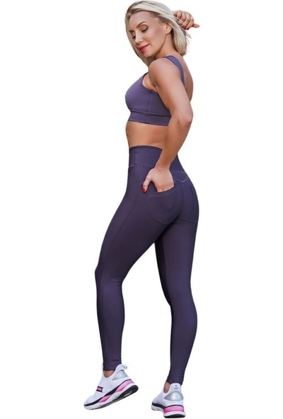 Kadın Ekstra Yüksek Bel Arkadan Cepli Tayt 1116