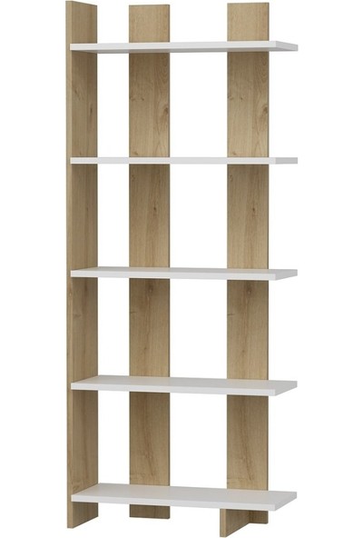 Babish Home Çok Amaçlı Beyaz Raflı Meşe Kitaplık Babish Home Çok Amaçlı Beyaz Raflı Meşe Kitaplık