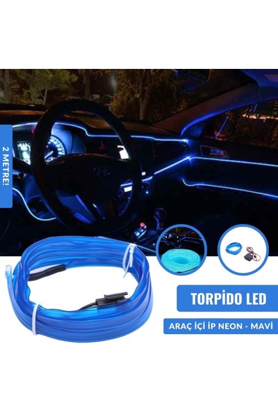 Eraks Araç İçi Aydınlatma Ip Şerit Torpido Led İp Neon Dekoratif Mavi 2 Metre Eraks Araç İçi Aydınlatma Ip Şerit Torpido Led İp Neon Dekoratif Mavi 2 Metre