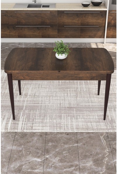 Rovena Arel Mdf 80*132 Açılabilir Üst Kalite Ahşap Ayaklı Mutfak Masası Yemek Masası