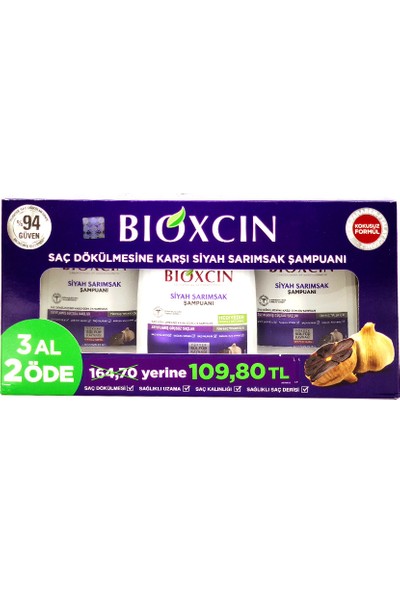 Bioxcin siyah Sarımsak Şampuan 300MLX3 Bioxcin siyah Sarımsak Şampuan 300MLX3