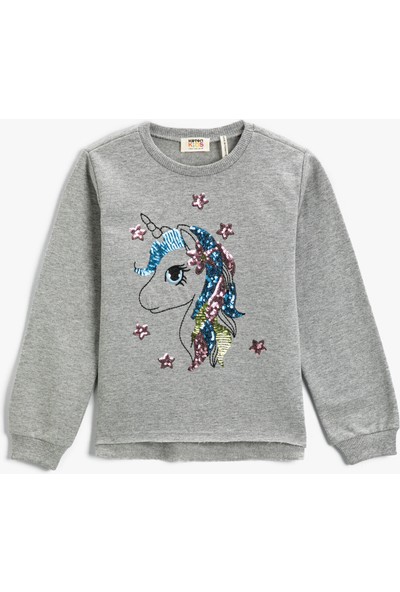 Koton Sweatshirt Unicorn Baskılı Bisiklet Yaka