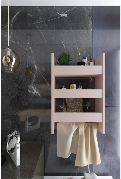 Viola Askılı Banyo Dolabı Rafı Duvar Hayal Pembe Viola Askılı Banyo Dolabı Rafı Duvar Hayal Pembe