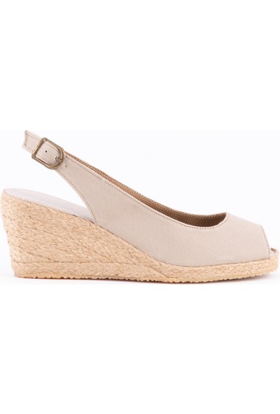 Beyken Ayakkabı Beyken Keten Kadın Sandalet 38-Bej