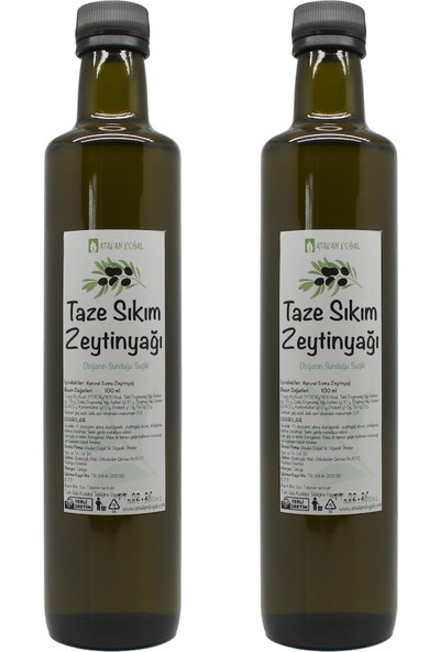 Atadan Doğal Aydın Yöresi Naturel Sızma Zeytinyağ Cam Şişe 500 ml 2'li Atadan Doğal Aydın Yöresi Naturel Sızma Zeytinyağ Cam Şişe 500 ml 2'li