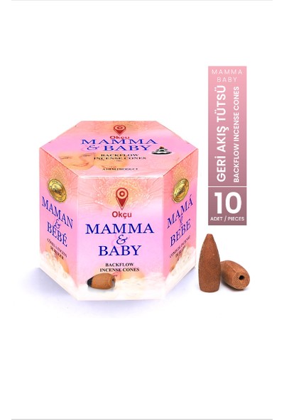 Okçu Mamma Baby Pudra Geri Akış Tütsü Şelale Konik Backflow Incense Cones 10 Adet / Pieces Okçu Mamma Baby Pudra Geri Akış Tütsü Şelale Konik Backflow Incense Cones 10 Adet / Pieces