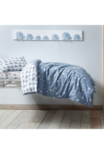 Hibboux 100x150 Elephant Bebek %100 Pamuk Nevresim Seti - Blue Hibboux 100x150 Elephant Bebek %100 Pamuk Nevresim Seti - Blue