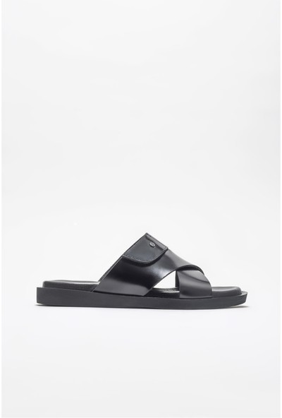 Elle Shoes Siyah Deri Erkek Terlik