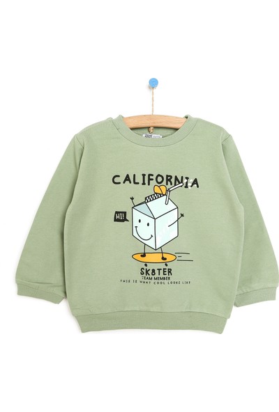Hello Baby Basic Erkek Bebek Şardonlu Iki Ip Baskılı Sweatshirt