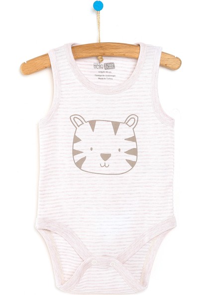 Hello Baby Çizgili Sevimli Hayvan Surat Atlet Body Hello Baby Çizgili Sevimli Hayvan Surat Atlet Body