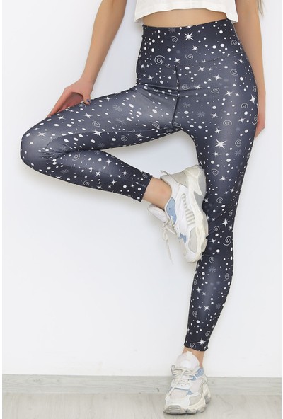 Karazona Kadın Digital Tayt Desenlisiyah KZDN1302