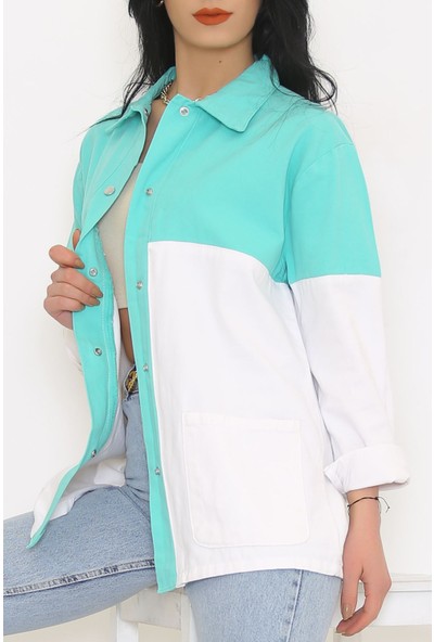 Karazona Kadın Gabardin Ceket Mintbeyaz KZDN2354