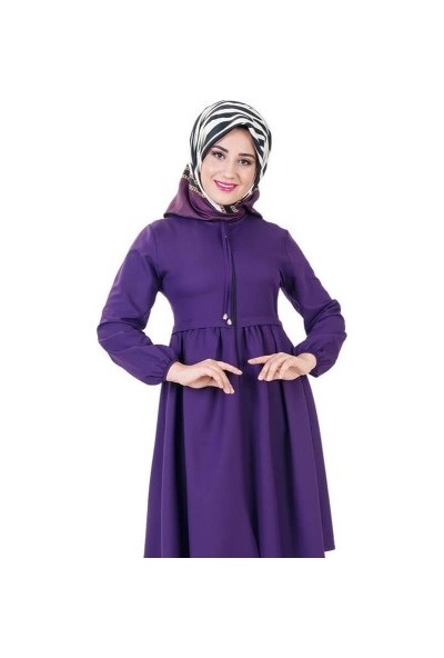 Moda Çizgi Fermuarlı Mevsimlik Tesettür Kap Mor Moda Çizgi Fermuarlı Mevsimlik Tesettür Kap Mor