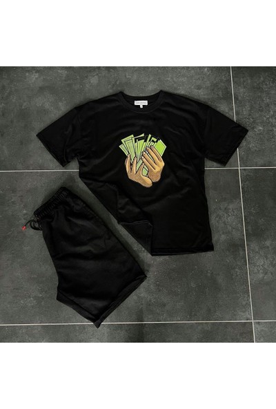 Be Original Money Baskılı Siyah T-Shirt ve Siyah Şort Sporcu Kombin Be Original Money Baskılı Siyah T-Shirt ve Siyah Şort Sporcu Kombin