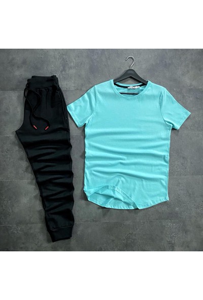 Be Original Spor Eşofman Takımı Mavi T-Shirt Siyah Eşofman