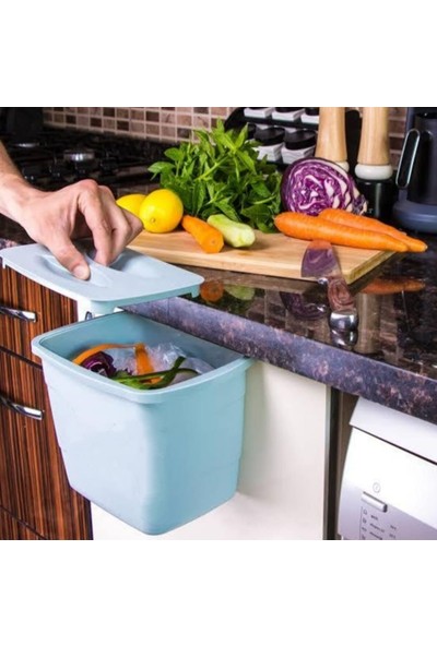 EbruliHomeArt 6 Lt Askılı Kapaklı Çöp Kutusu Dolap Kapağına Asılabilir Mutfak Çöp Kovası EbruliHomeArt 6 Lt Askılı Kapaklı Çöp Kutusu Dolap Kapağına Asılabilir Mutfak Çöp Kovası