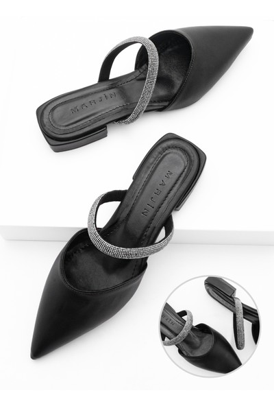 Marjin Kadın Taşlı Topuklu Terlik Sivri Burun Rekila