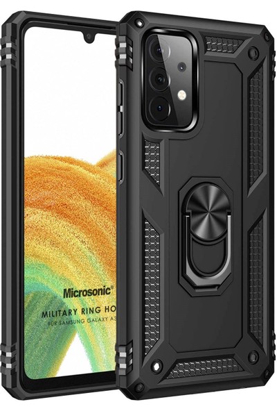 Microsonic Samsung Galaxy A53 5g Kılıf Military Ring Holder Siyah