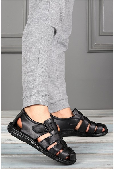Chopper Deri Günlük Cırtlı Erkek Sandalet Terlik