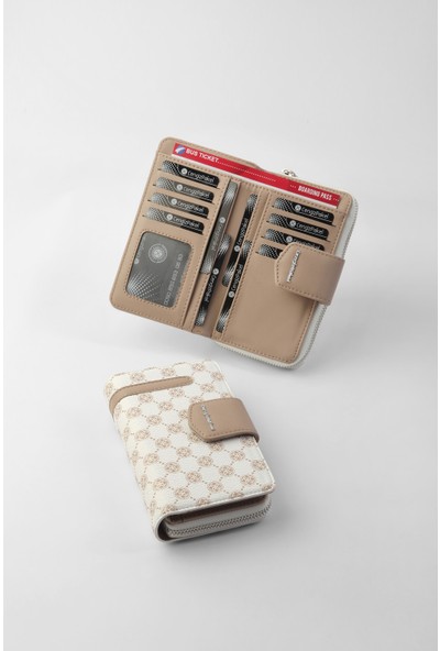 Cengiz Pakel Monogram Kadın Orta Boy Cüzdan 65256MP Beyaz-Vizon Cengiz Pakel Monogram Kadın Orta Boy Cüzdan 65256MP Beyaz-Vizon